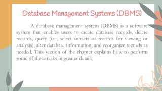 Chapter 4 organizing & manipulating the data in database | PPT