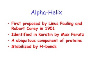 Chapter 4 (part 1) protein structure introduction- 2nd structure | PPT