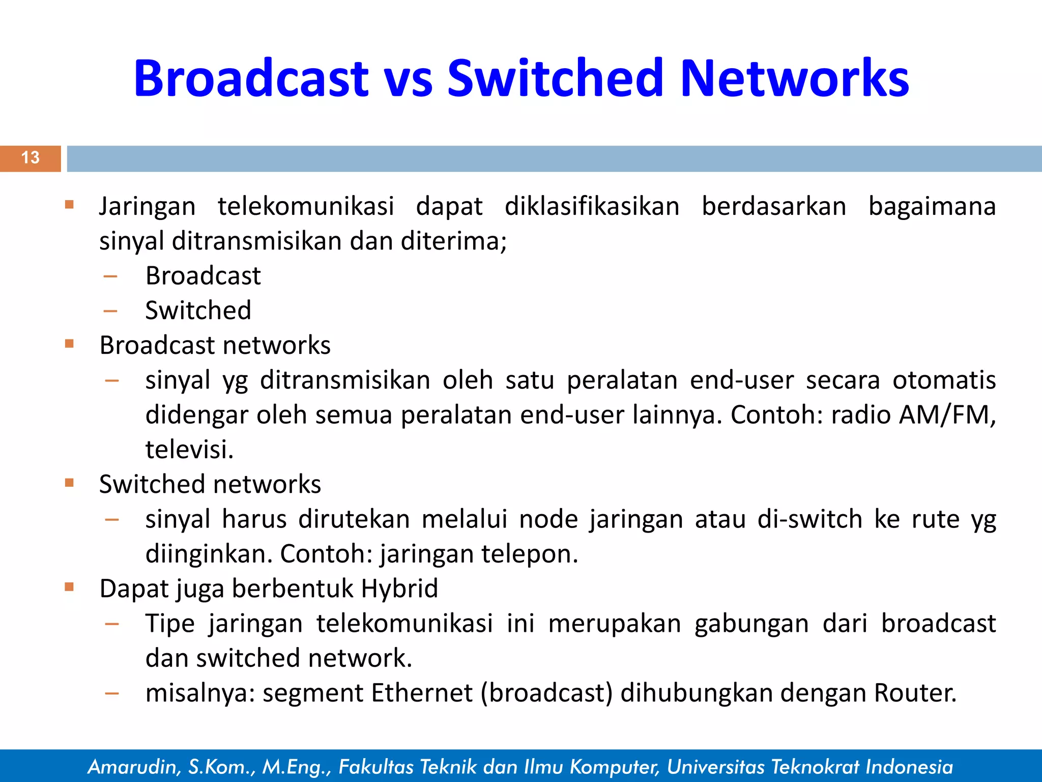 Chapter4 Pengantar Jaringan Telekomunikasi | PPT