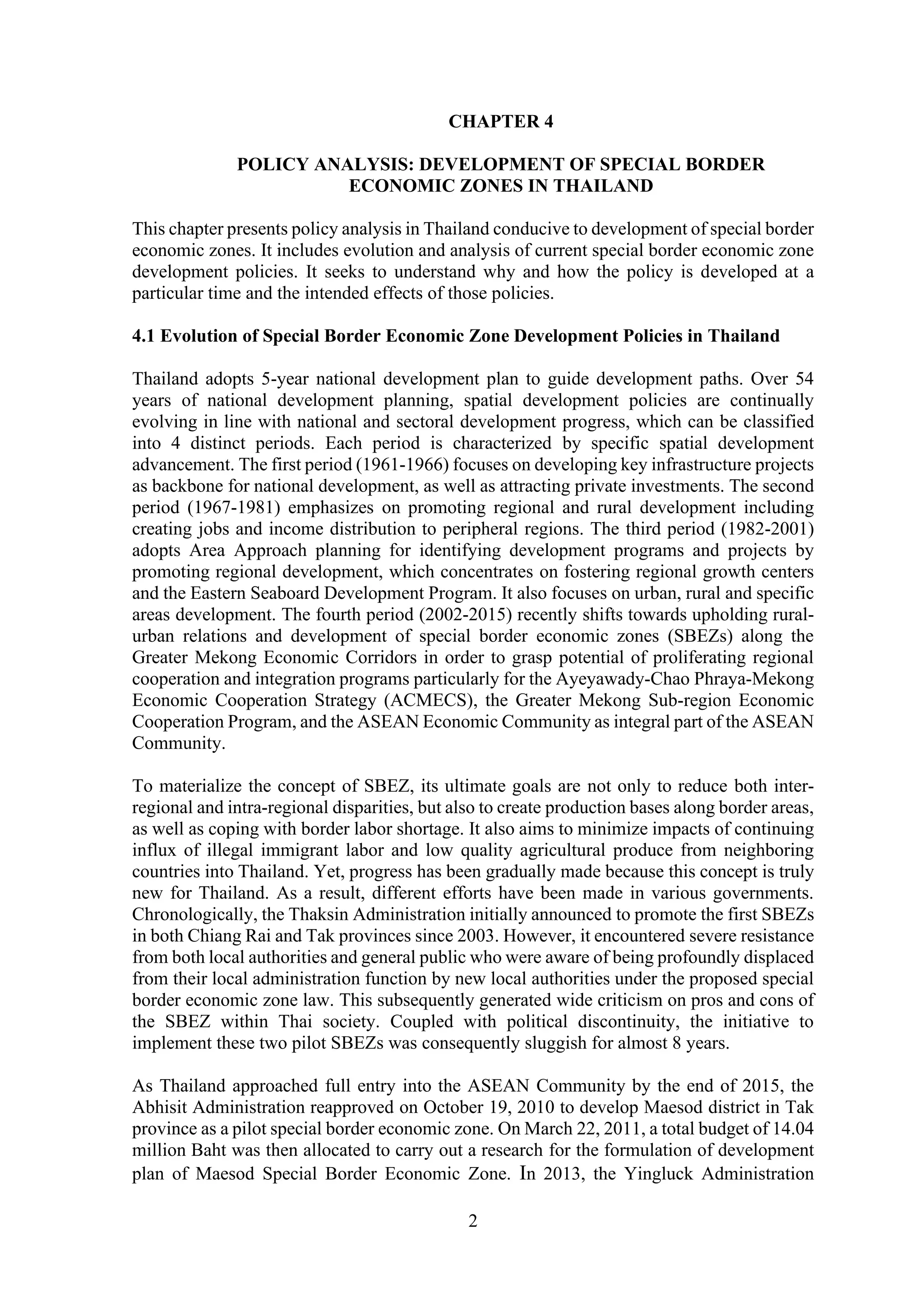 Chapter 4: Policy Analysis: Development of Special Border Economic ...