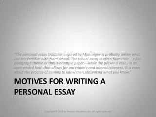 Chapter 4: Writing a Personal Essay | PPTX