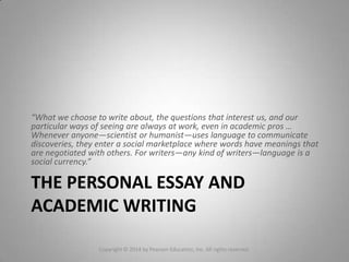 Chapter 4: Writing a Personal Essay | PPTX