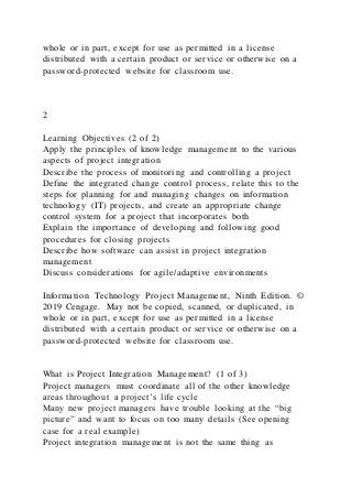 Chapter 4Project Integration ManagementInformation Techno | PDF