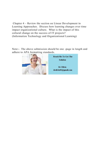Chapter 4 – Review the section on Linear Development in Learnin | DOCX