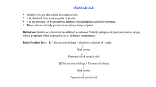 Chapter 4 Secondary Metabolites (Alkaloids to Volatile oil) | PPTX