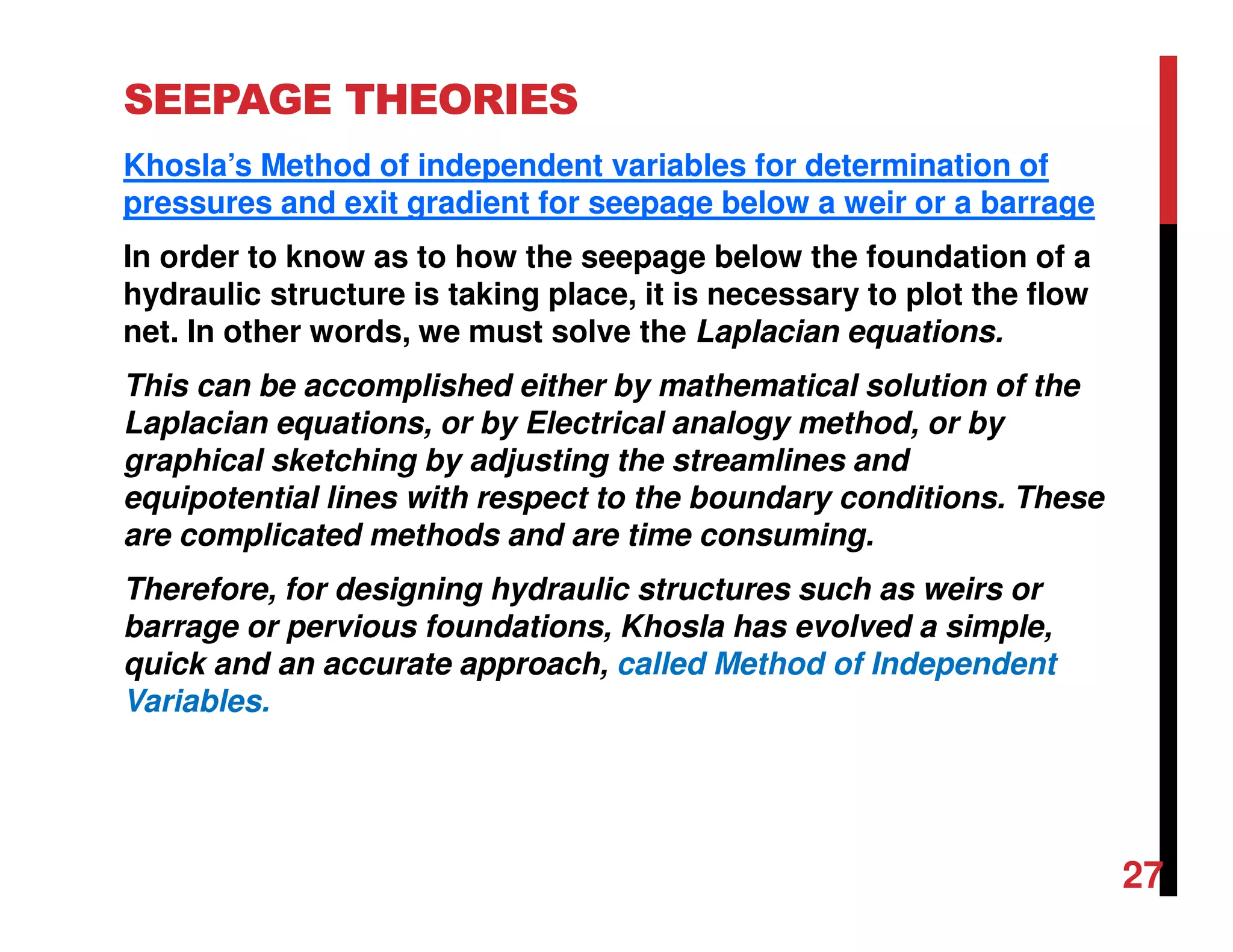 Chapter 4 seepage theories | PDF