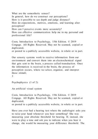 Chapter 4Sensation and PerceptionCoon, Introduction to Psych | DOCX | Eye and Vision Conditions ...