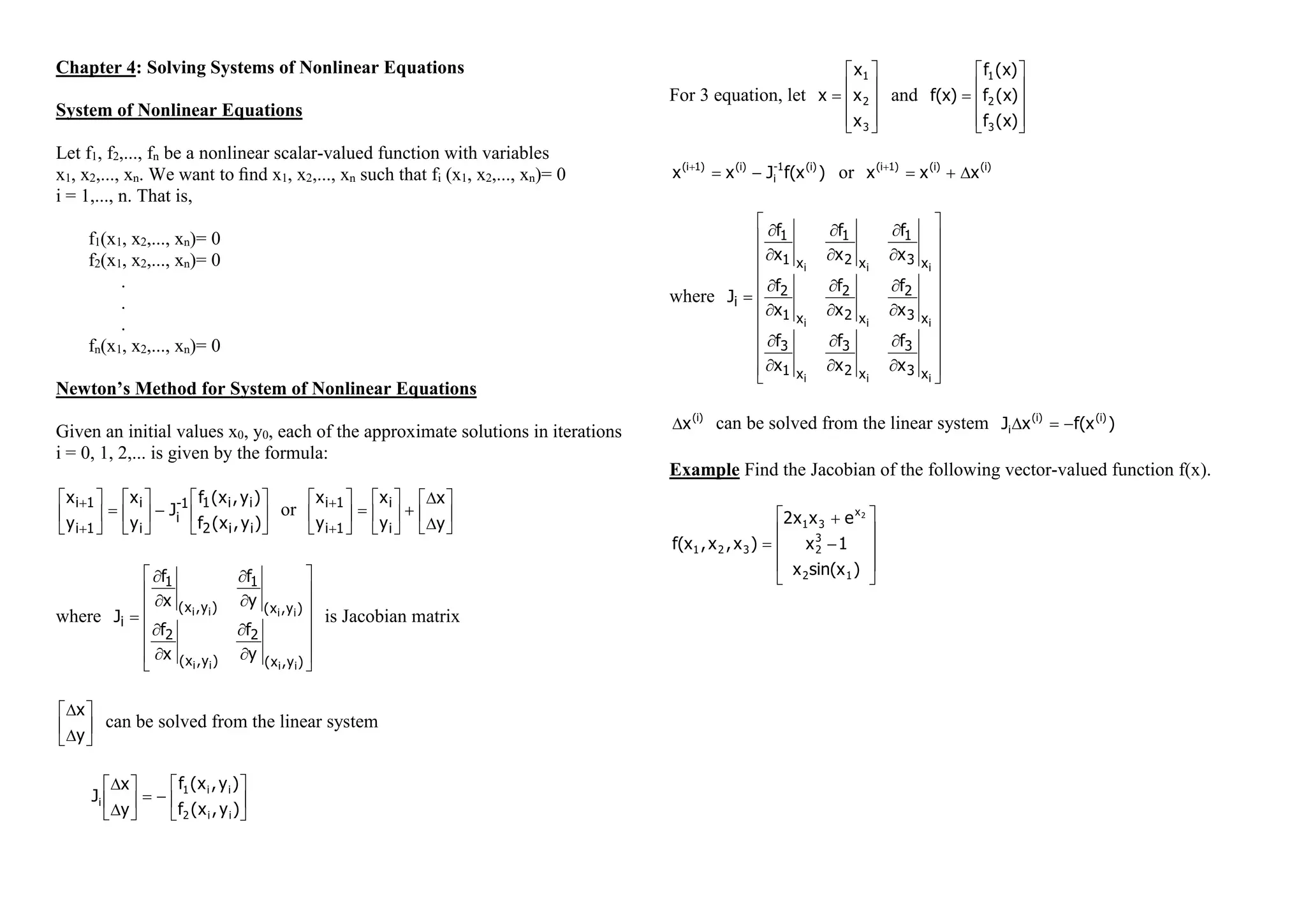 Chapter 4 solving systems of nonlinear equations | PDF