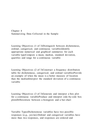 Chapter 4Summarizing Data Collected in the Sample | PDF