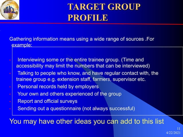 Chapter 4 Target Group Profile | PPT