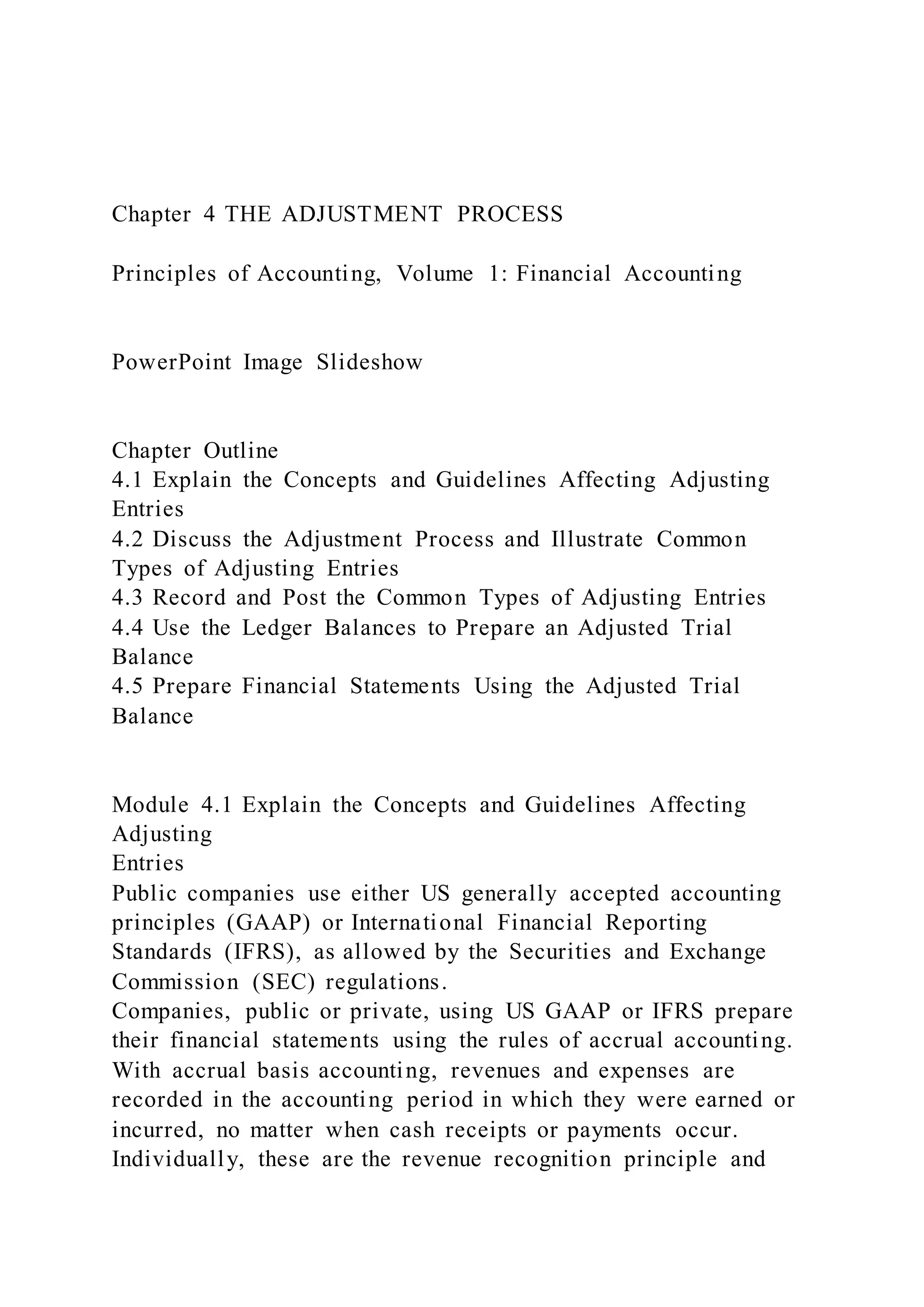 Chapter 4 THE ADJUSTMENT PROCESSPrinciples of Accounting, Vo | DOCX