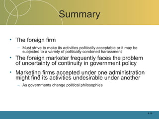 International Marketing - The Political Environment: A Critical Concern ...