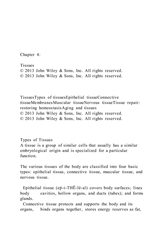 Chapter 4 tissues© 2013 john wiley & sons, inc. al | PDF