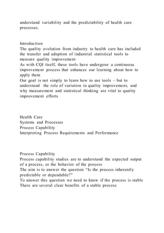 Chapter 4 Understanding Variation, Tools and Data Sources for C | PDF