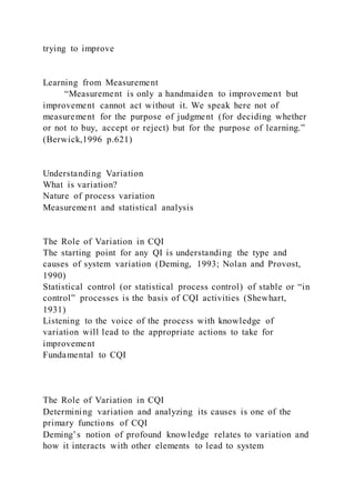 Chapter 4 Understanding Variation, Tools and Data Sources for C | PDF