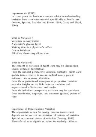 Chapter 4 Understanding Variation, Tools and Data Sources for C | PDF