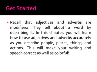 Chapter 4 – using adjectives and adverbs correctly 12 grade | PPT
