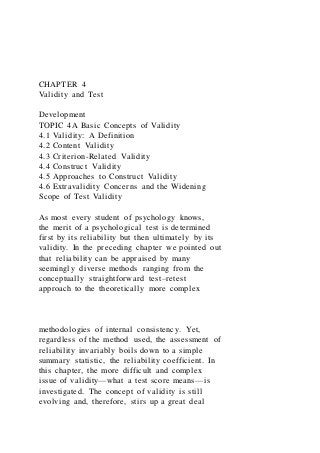 CHAPTER 4 Validity and Test Development TOPIC 4A Basic | DOCX