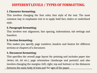 Chapter 4 Word Processing 1 notes for s5 and.o level secondary | PPTX