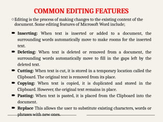 Chapter 4 Word Processing 1 notes for s5 and.o level secondary | PPTX