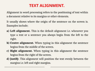 Chapter 4 Word Processing 1 notes for s5 and.o level secondary | PPTX