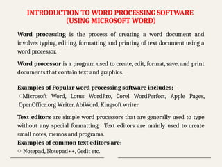 Chapter 4 Word Processing 1 notes for s5 and.o level secondary | PPTX