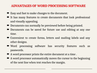 Chapter 4 Word Processing 1 notes for s5 and.o level secondary | PPTX