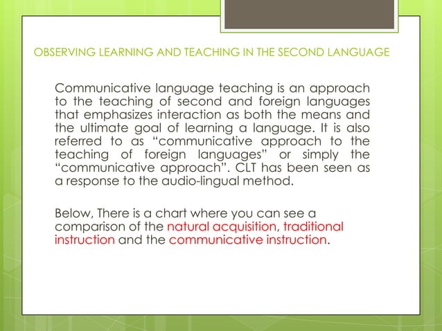 Observing learning and teaching in the second language | PPT | Free ...