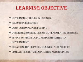BUSINESS ETHICS : GOVERNMENT AND BUSINESS | PPT