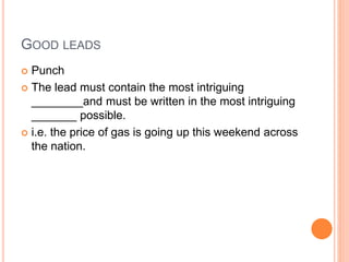 Broadcast News Lecture on Leads | PPTX