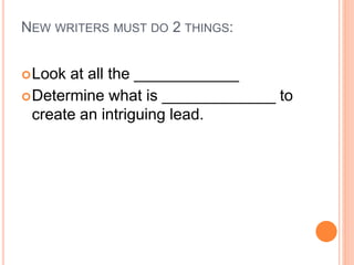 Broadcast News Lecture on Leads | PPTX
