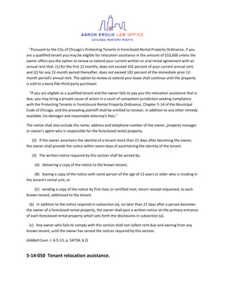 Chicago Municipal Code Chapter 5-14 | Aaron Krolik Law Office | PDF