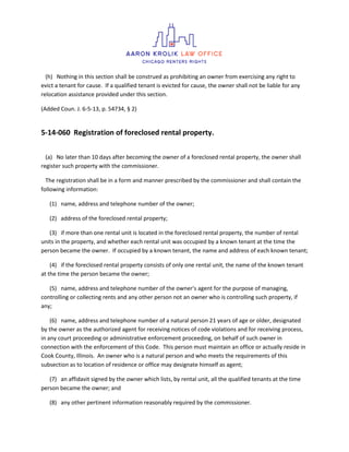 Chicago Municipal Code Chapter 5-14 | Aaron Krolik Law Office | PDF