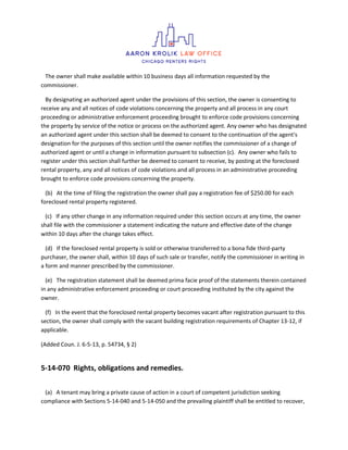 Chicago Municipal Code Chapter 5-14 | Aaron Krolik Law Office | PDF