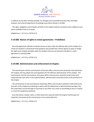 Chicago Municipal Code Chapter 5-14 | Aaron Krolik Law Office | PDF