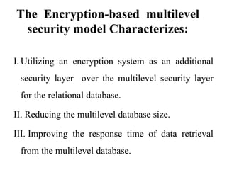 Encryption-Based Multilevel Model for DBMS | PPTX