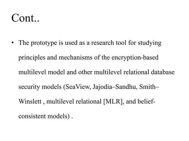 Encryption-Based Multilevel Model for DBMS | PPT