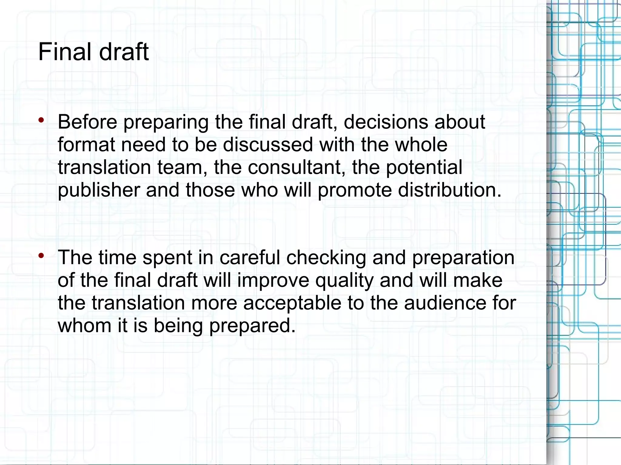 TRANSED Chapter5 Steps in a Translation Project | PPT