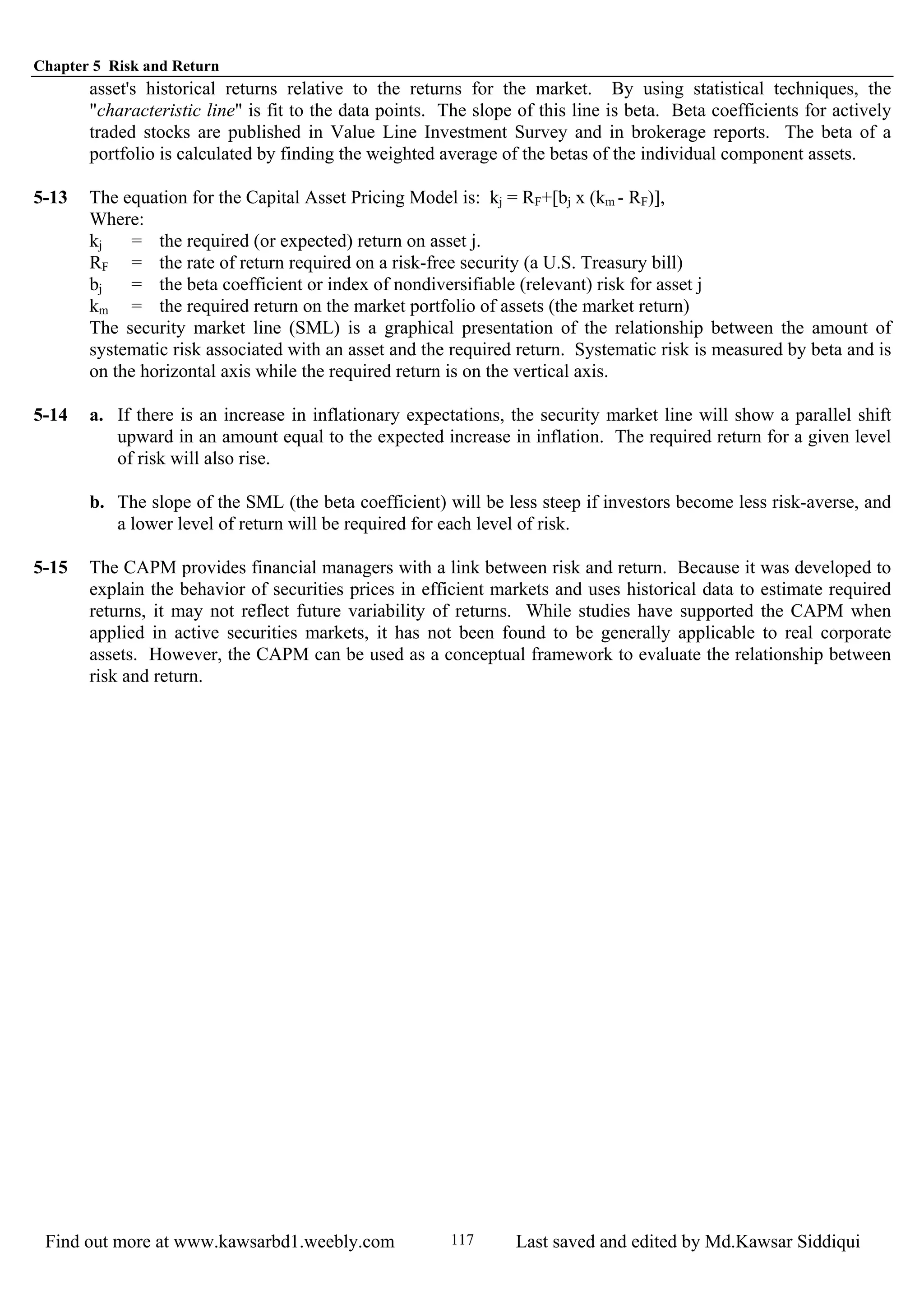 Chapter 5:Risk and Return | PDF