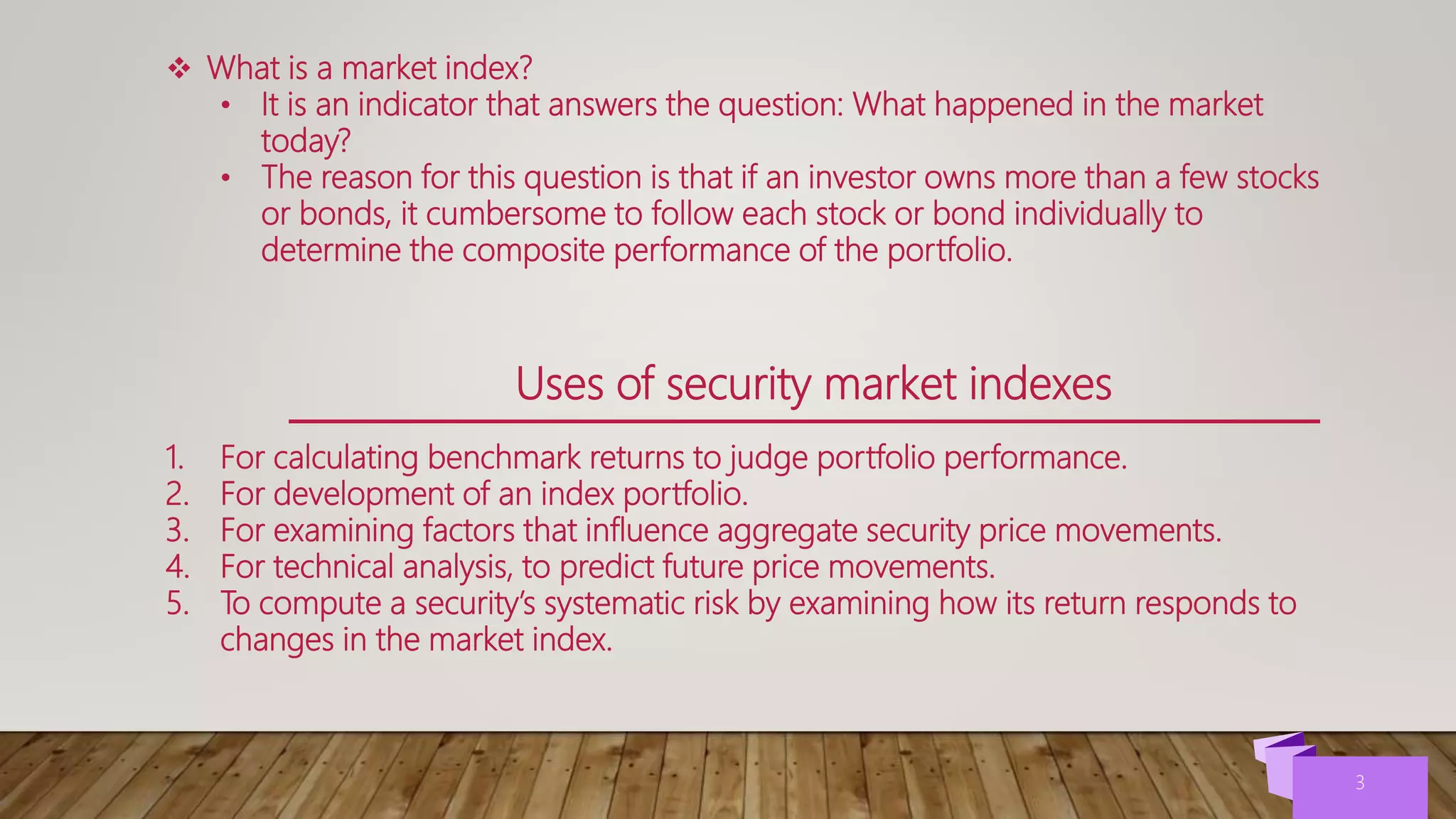 Security Market Indexes | PPTX
