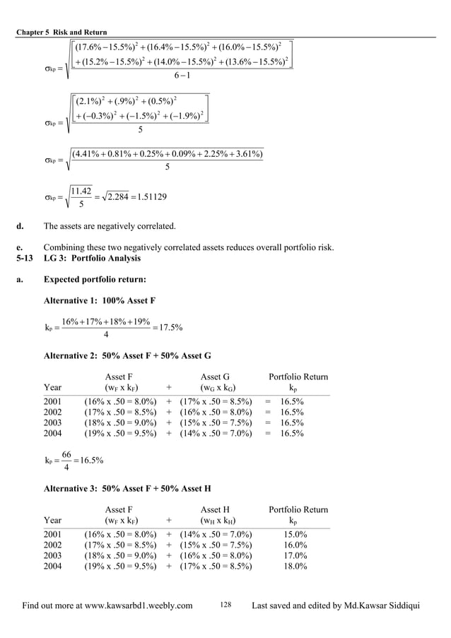 Chapter 5: Risk and Return | PDF