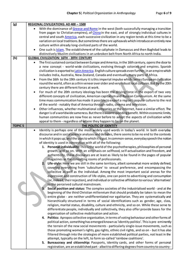 Chapter 5: Political Organisation in Anthropology | DOCX