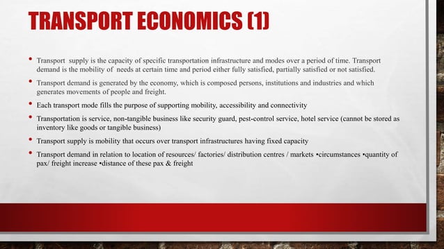 TRANSPORT SUPPLY AND DEMAND | PPTX | Logistics and Transportation ...