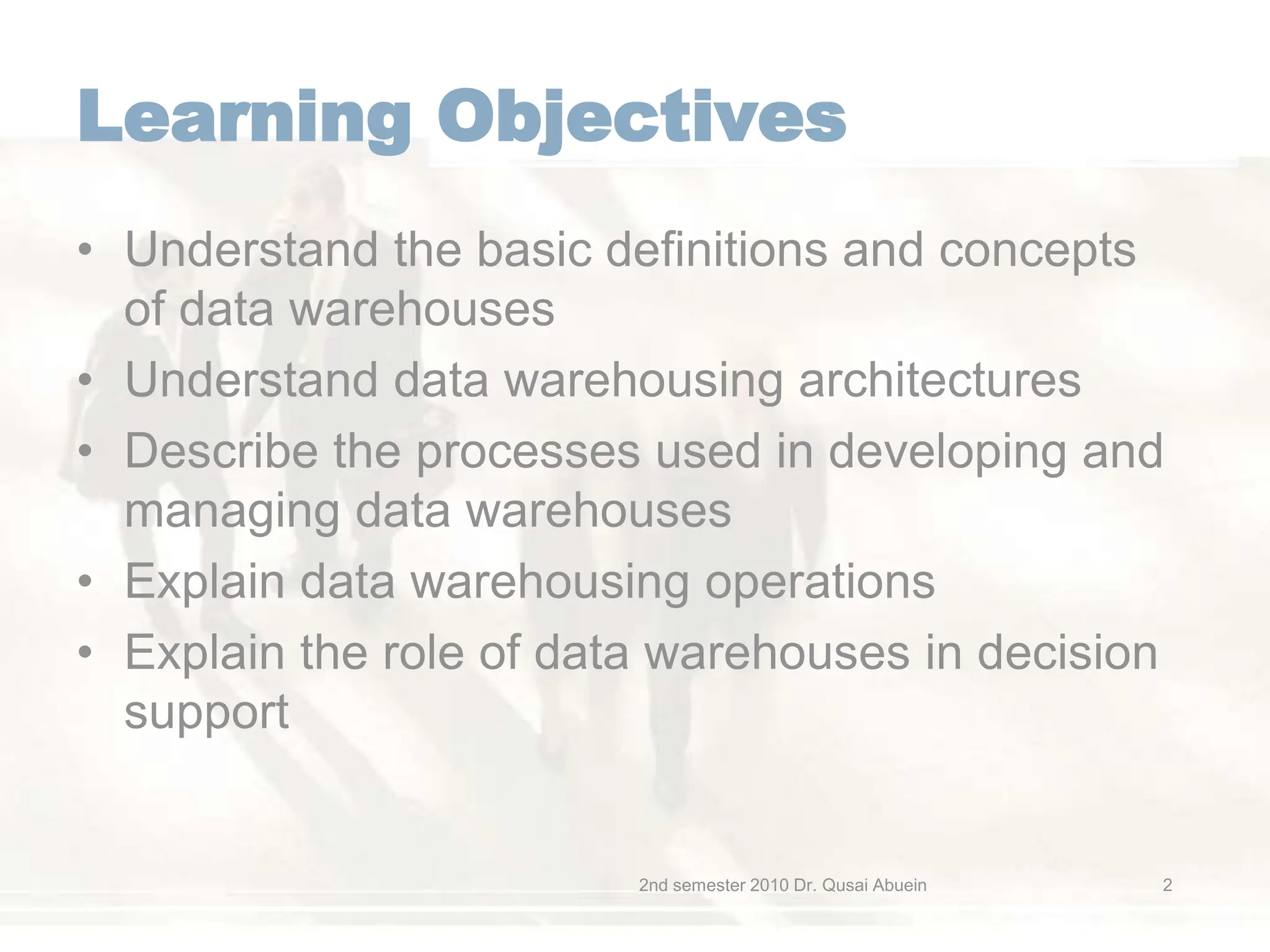 fundamentals of data warehouse. initial level. | PPT