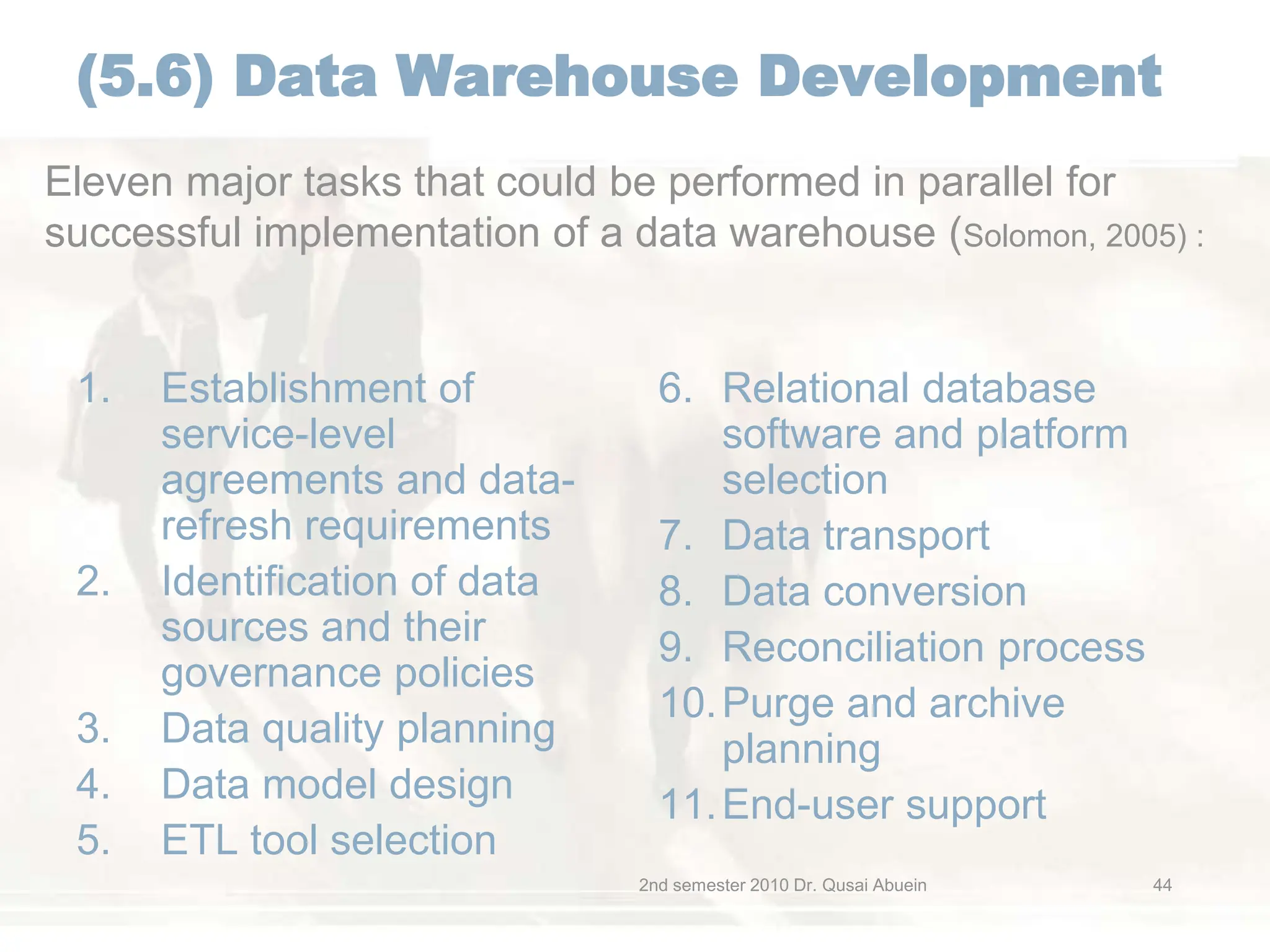 fundamentals of data warehouse. initial level. | PPT