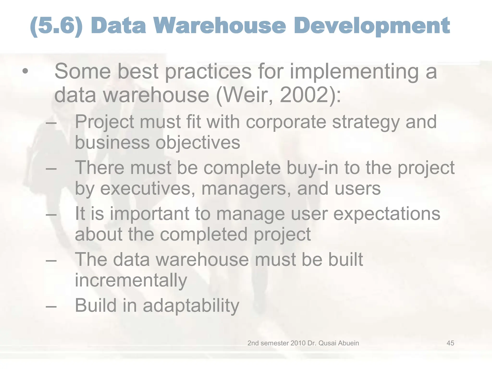 fundamentals of data warehouse. initial level. | PPT