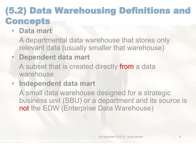 fundamentals of data warehouse. initial level. | PPT