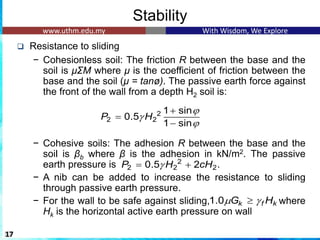Retaining wall analysis and design according to aci | PDF