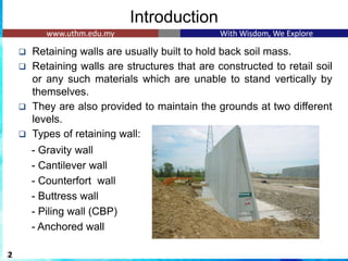 Retaining wall analysis and design according to aci | PDF