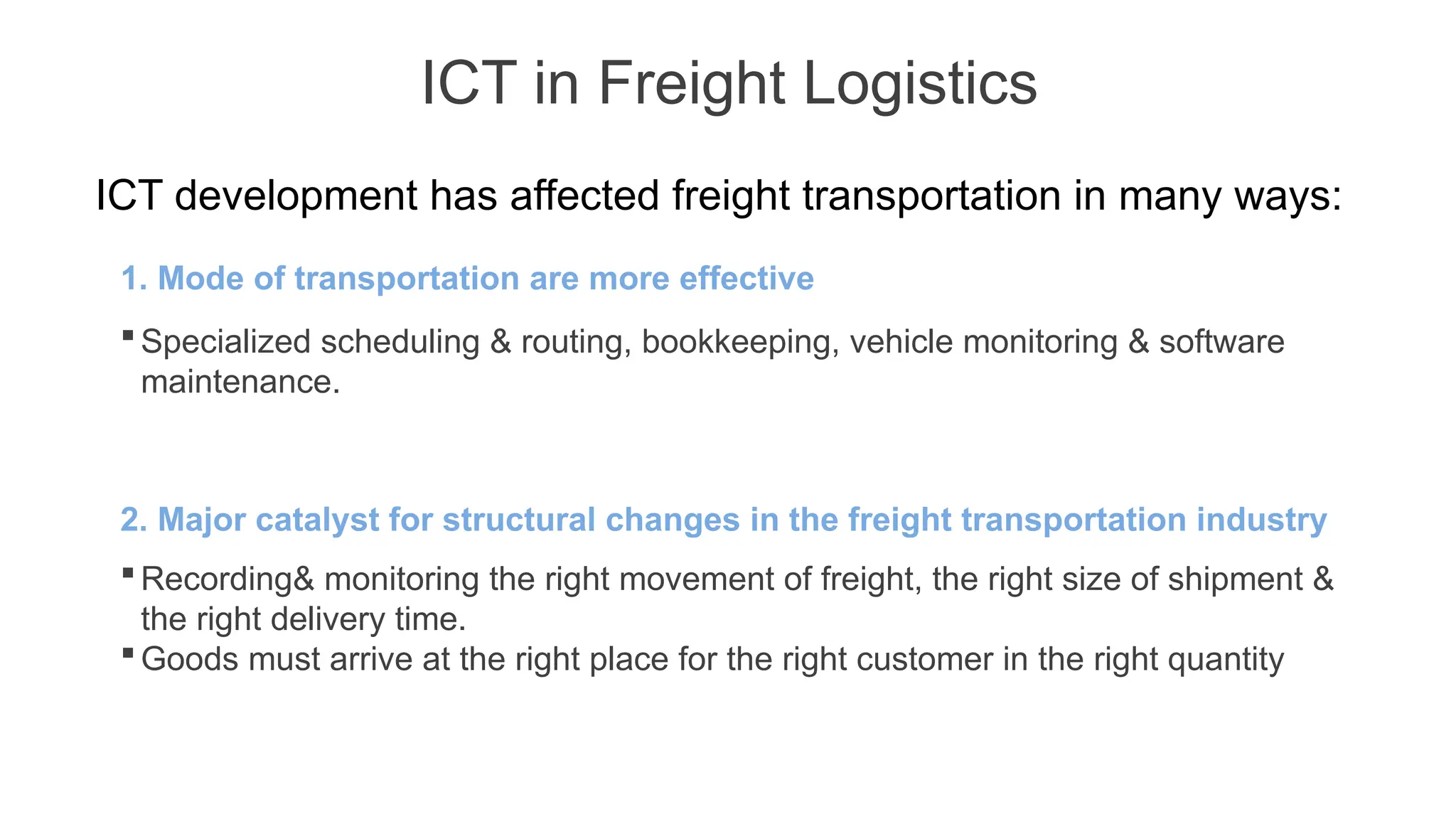 Information Communication Technology In Freight | PPTX